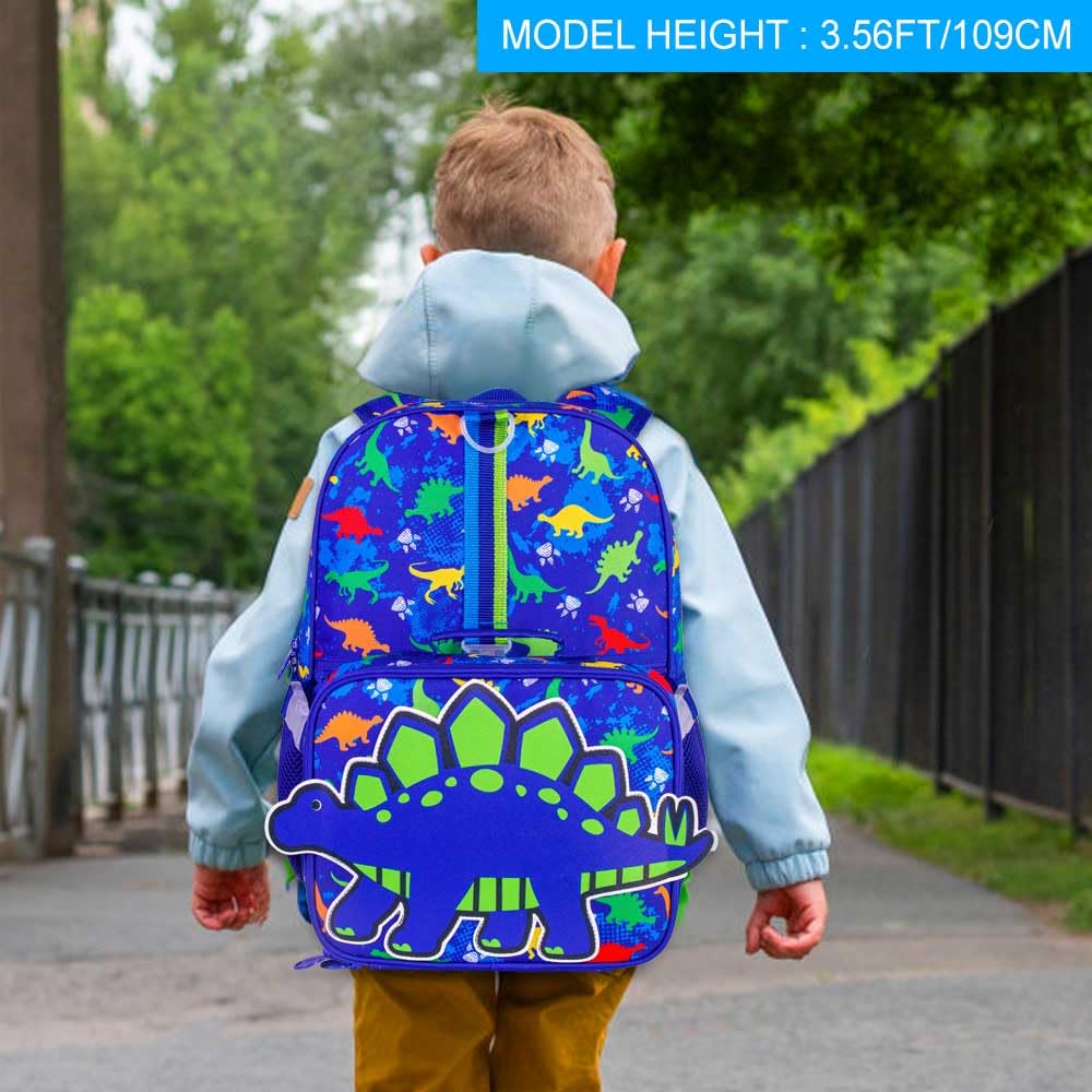 3PCS Dinosaur Backpack, 16" Boys Bookbag and Lunch Box for Kids, Preschool Backpacks for Elementary Students