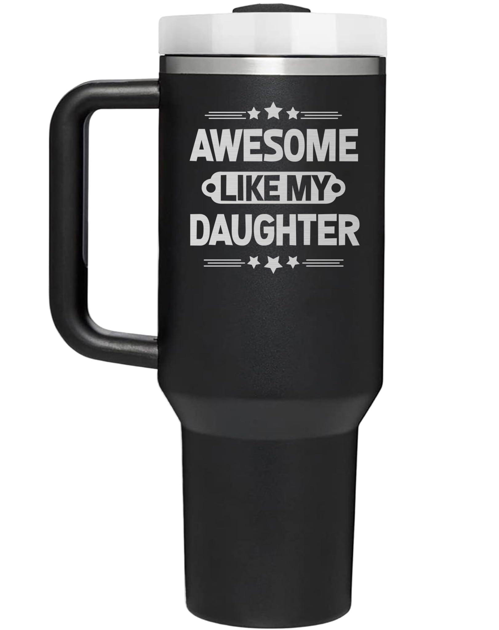 BETHEGIFT Gifts for Dad from Awesome Daughter - Dad Gifts from Daughter - Birthday Gifts for Dad from Daughter - Funny Cool Gifts for Dad - Dad Tumbler 40oz with Handle, Black