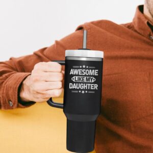 BETHEGIFT Gifts for Dad from Awesome Daughter - Dad Gifts from Daughter - Birthday Gifts for Dad from Daughter - Funny Cool Gifts for Dad - Dad Tumbler 40oz with Handle, Black