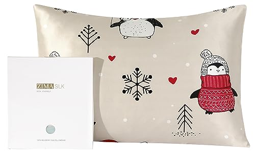 ZIMASILK Baby Toddler 100% Mulberry Silk Pillowcase for Hair and Skin Health, Both Sides Premium Grade 6A Silk, Natural Hypoallergenic Cooling Silk Pillow Case (1pc - Toddler, Snow)