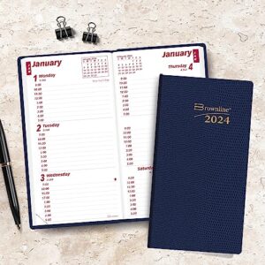 Brownline 2024 Traditional Weekly Pocket Planner, Appointment Book, 12 Months, January to December, Perfect Binding, 6" x 3.125", Assorted Colors (CB403.ASX-24)