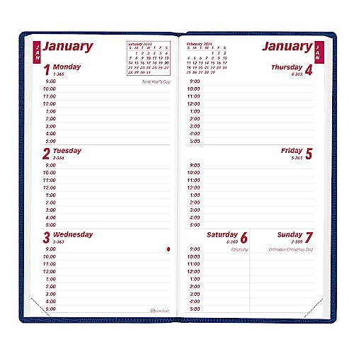 Brownline 2024 Traditional Weekly Pocket Planner, Appointment Book, 12 Months, January to December, Perfect Binding, 6" x 3.125", Assorted Colors (CB403.ASX-24)