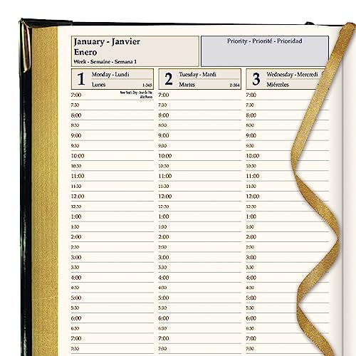 Brownline 2024 Executive Weekly Planner, Appointment Book, 12 Months, January to December, Sewn Binding, 8.187" x 5.625", Trilingual, Assorted Colors (CBE507.ASX-24)