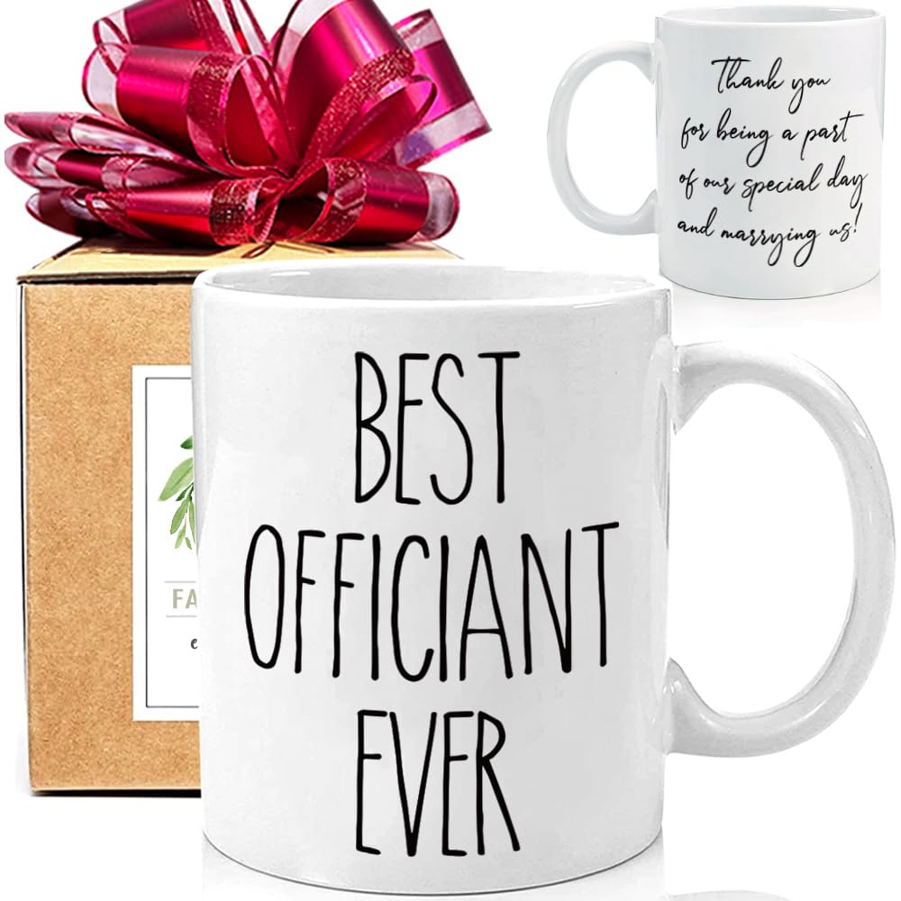 FALJIOK Coffee Mug Best Officiant Ever 11oz, Ceramic Cup with Charming Typography Best Officiant Ever, Funny Thank You Gifts for Wedding Officiants Celebrants