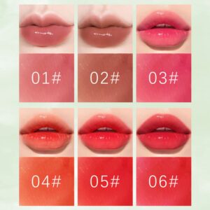 6 Colors Lip Tint Stain Set, Korean Velvet Water Lip Tint Moisturizing Mini Liquid Lipstick, Multi-Use Lip and Cheek Tint Stains Set, Long Lasting, Non-Stick Cup, High Pigment, Vivid Color (Avocado)