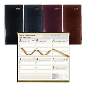 brownline 2024 executive weekly pocket planner, appointment book, 12 months, january to december, horizontal, sewn binding, 6.75" x 3.1875", trilingual, assorted colors (cbe306.asx-24)