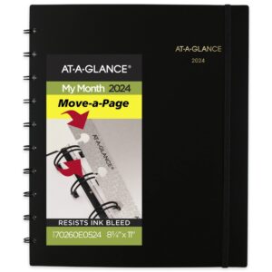 2024 at-a-glance® move-a-page monthly planner, 8-3/4" x 11", black, january to december 2024, 70260e05