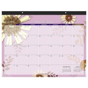 2024 at-a-glance® paper flowers monthly desk pad calendar, 21-3/4" x 17", january to december 2024, 5035