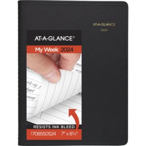 2024 at-a-glance® open scheduling weekly planner, 6-3/4" x 8-3/4", black, january to december 2024, 7085505