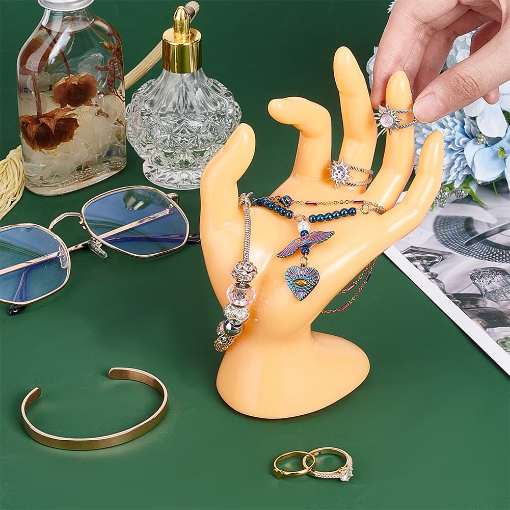 PH PandaHall Orange Hand Jewelry Holder, OK Gesture Ring Hand Holder Elegant Bracelet Holder Jewelry Support Watch Stand Mannequin Hand for Home Retail Display Organization