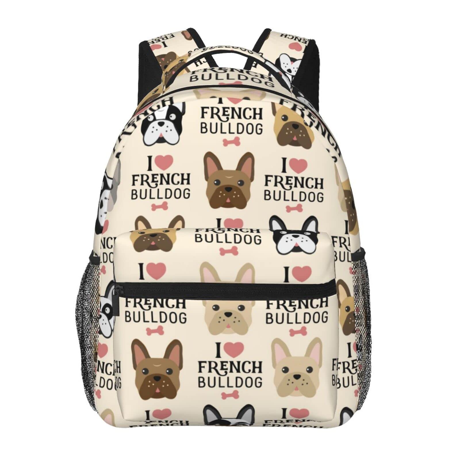 Juoritu I Love French Bulldog Backpacks, Laptop Backpacks for Travel Work Gifts, Lightweight Bookbags for Men and Women