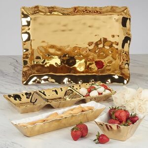 Certified International Gold Coast Chip & Dip Server 12" x 2.5", Multicolor