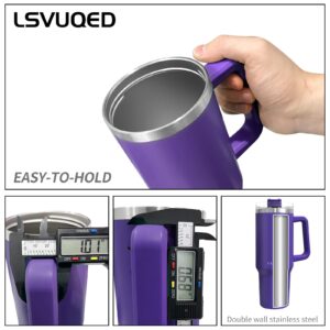 LSVUQED Insulated Cup Vacuum Insulated Stainless Steel Water Bottle,40 oz Tumbler with Handle Perfect for Car Cup Holders.(Purple)