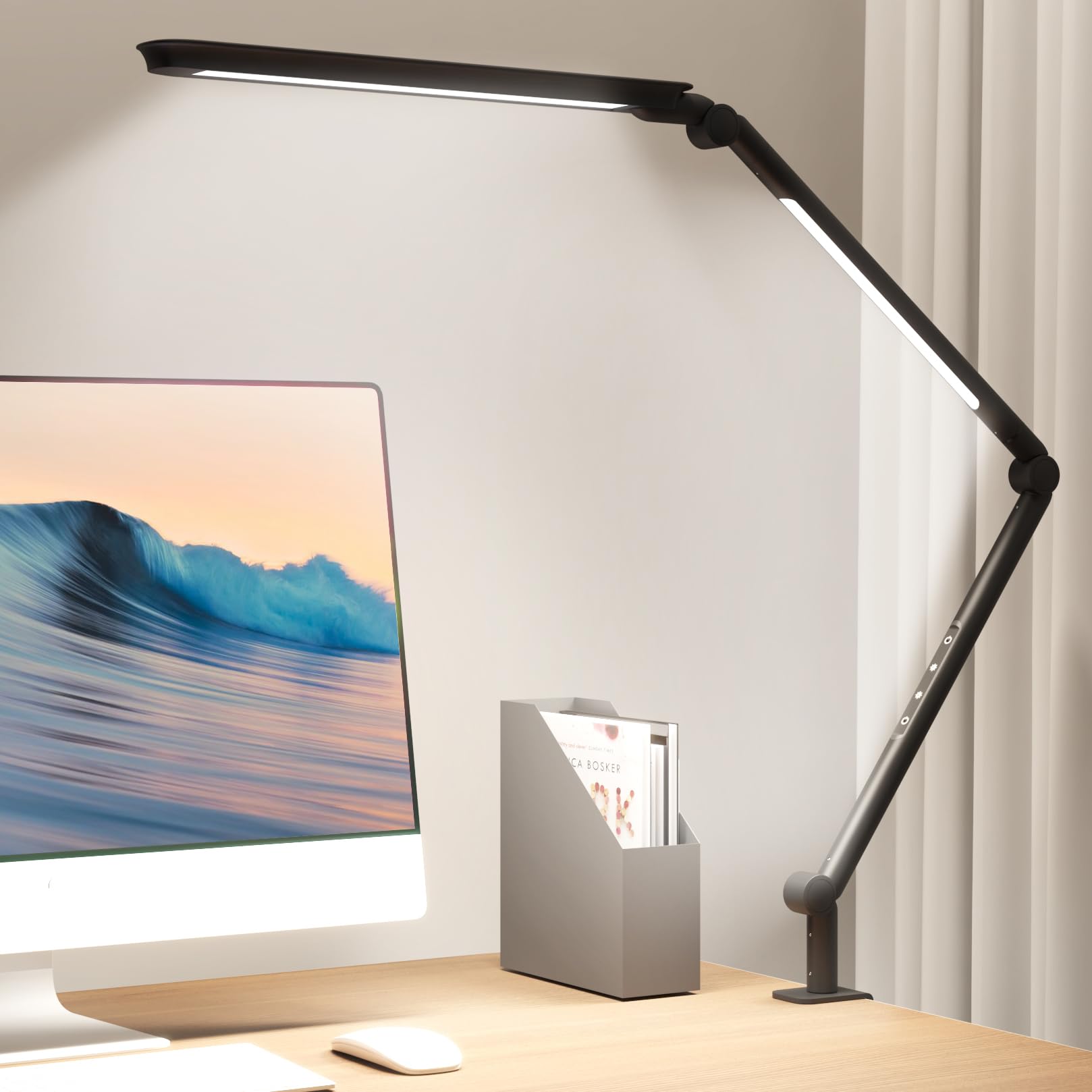 Homlife LED Desk Lamp, Dual Light Sources Desk Lamp for Home Office Dorm, Stepless CCT and Brightness Control with Remote, Adjustable Swing Arm