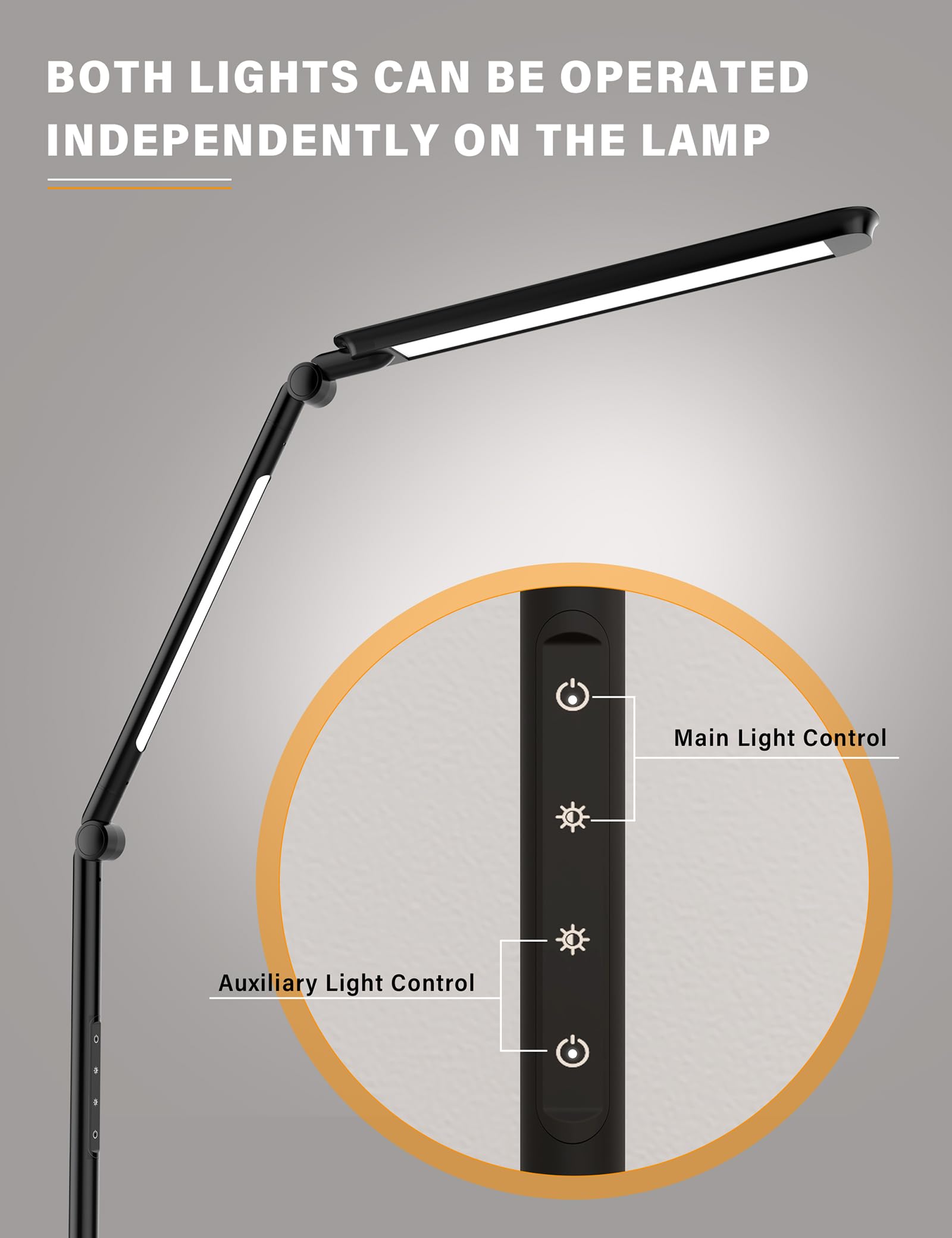 Homlife LED Desk Lamp, Dual Light Sources Desk Lamp for Home Office Dorm, Stepless CCT and Brightness Control with Remote, Adjustable Swing Arm