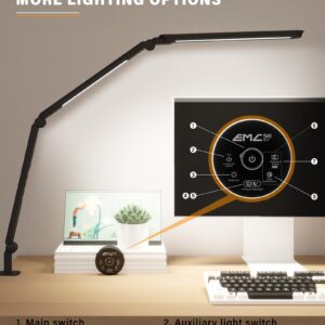 Homlife LED Desk Lamp, Dual Light Sources Desk Lamp for Home Office Dorm, Stepless CCT and Brightness Control with Remote, Adjustable Swing Arm