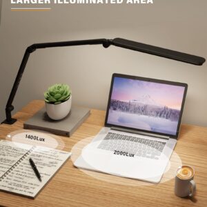 Homlife LED Desk Lamp, Dual Light Sources Desk Lamp for Home Office Dorm, Stepless CCT and Brightness Control with Remote, Adjustable Swing Arm