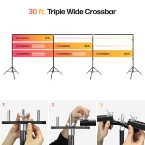 LimoStudio (Heavy Duty) 30 ft. Max Wide x 10 ft. Max Tall Backdrop Stand Background Support System, 360° Rotatable Angle Adjustable Crossbar Joint, Spring Clamp, Elastic String Holder Clip, AGG3354