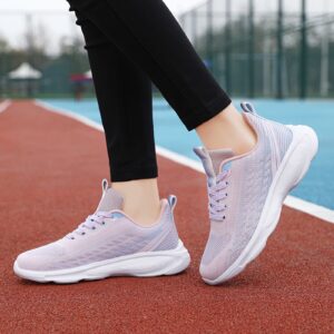 JHKUNO Running Shoes for Women Dressy Summer Women Sneakers Fashion Casual Baseball Sneaker Air Cushion Elastic Sports Shoes Pink,7.5