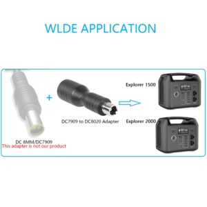 SinLoon DC7909 to DC8020 Adapter, DC7909 Female to DC8020 Male Connector Adapter,for 100W 150W 180W 200W Solar Panel, Compatible with Solar Power Station Explorer Series 1500(2 PCS)