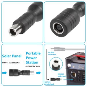 SinLoon DC7909 to DC8020 Adapter, DC7909 Female to DC8020 Male Connector Adapter,for 100W 150W 180W 200W Solar Panel, Compatible with Solar Power Station Explorer Series 1500(2 PCS)