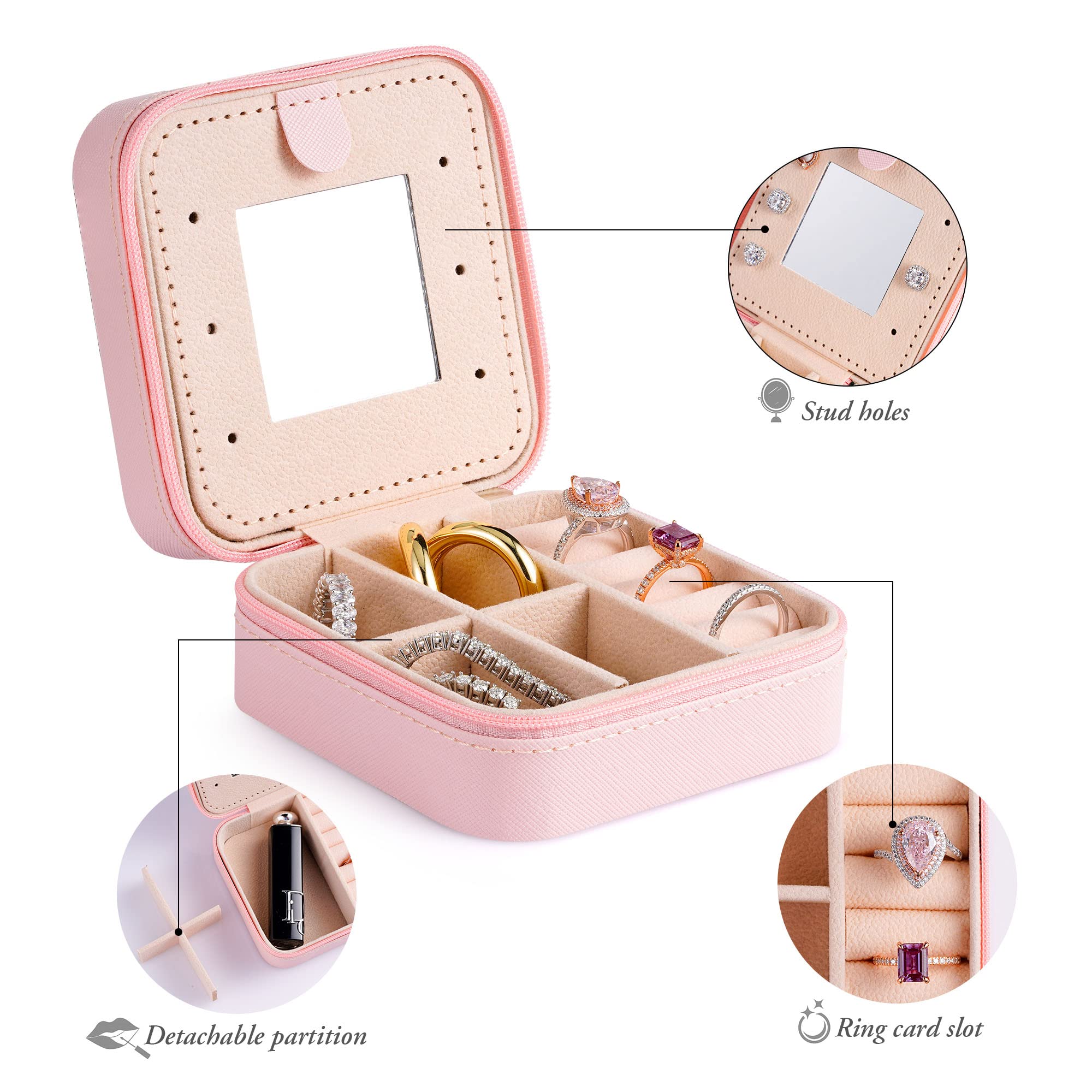 Yqljew Travel Jewelry Case for Girls, B Initial Jewelry Box | Small Jewelry Box | Teen Girl Gifts for Teenage Girls | Birthday Gifts for Girls | Travel Gifts for Girls | Travel Jewelry Organizer