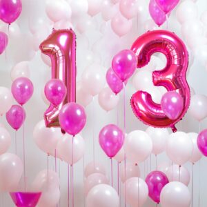 WEIKA 40 Inch Hot Pink Number 12 Balloons, Giant Jumbo Helium Number Balloon for 12th / 21th Birthday Party Girls Women Engagement Photo Shoot 12/21 Anniversary Party Decorations