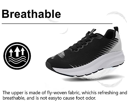 JACKSHIBO Wide Toe Box Shoes for Men Women Extra Wide Width Sneakers Road Running Walking Cloud Shoes Lightweight Breathable Cushioned Athletic Tennis Rubber Outsole Black 10women/8.5men