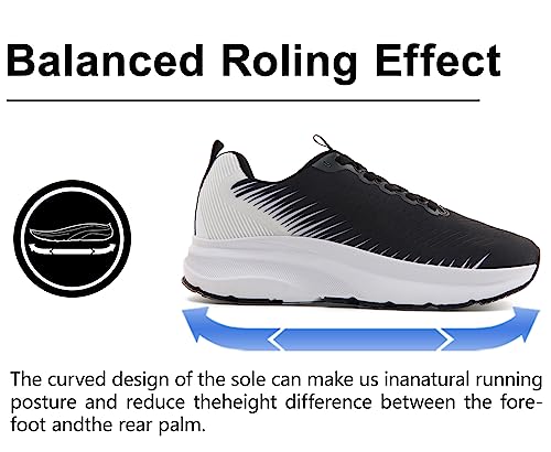 JACKSHIBO Wide Toe Box Shoes for Men Women Extra Wide Width Sneakers Road Running Walking Cloud Shoes Lightweight Breathable Cushioned Athletic Tennis Rubber Outsole Black 10women/8.5men