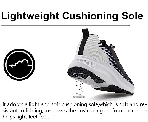 JACKSHIBO Wide Toe Box Shoes for Men Women Extra Wide Width Sneakers Road Running Walking Cloud Shoes Lightweight Breathable Cushioned Athletic Tennis Rubber Outsole Black 10women/8.5men