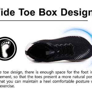 JACKSHIBO Wide Toe Box Shoes for Men Women Extra Wide Width Sneakers Road Running Walking Cloud Shoes Lightweight Breathable Cushioned Athletic Tennis Rubber Outsole Black 10women/8.5men