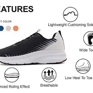 JACKSHIBO Wide Toe Box Shoes for Men Women Extra Wide Width Sneakers Road Running Walking Cloud Shoes Lightweight Breathable Cushioned Athletic Tennis Rubber Outsole Black 10women/8.5men