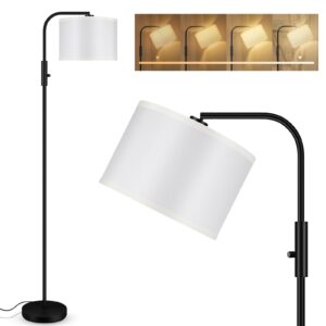 dimmable floor lamp,modern standing lamp with led bulb(1000lm,2700k),white adjustable lamp shade,rotary switch,66.5 inch tall arc stepless dimmable floor lamps for living room bedroom office study