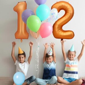 WEIKA 40 Inch Orange Foil Mylar 12 Number Balloon | 12th Birthday Decorations for Girls And Boys | 12 Birthday Balloon for | 12th Anniversary Decoration | 21 Birthday Balloon for Girls And Boys