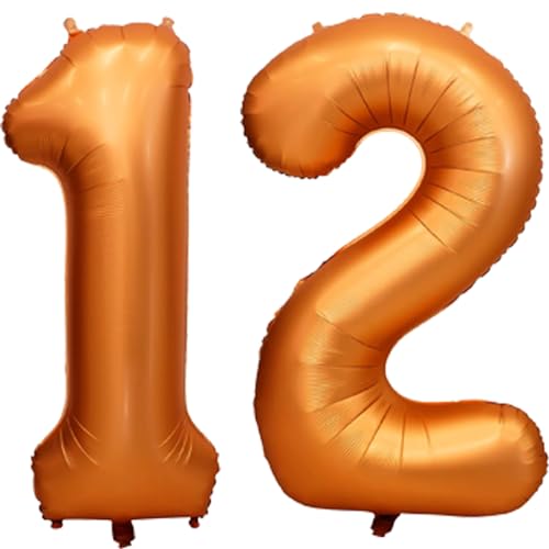 WEIKA 40 Inch Orange Foil Mylar 12 Number Balloon | 12th Birthday Decorations for Girls And Boys | 12 Birthday Balloon for | 12th Anniversary Decoration | 21 Birthday Balloon for Girls And Boys