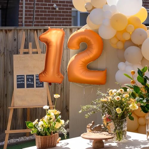 WEIKA 40 Inch Orange Foil Mylar 12 Number Balloon | 12th Birthday Decorations for Girls And Boys | 12 Birthday Balloon for | 12th Anniversary Decoration | 21 Birthday Balloon for Girls And Boys