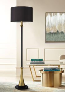 possini euro design possini euro burbank 70" tall floor lamp with black shade and dimmer