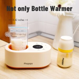 Phanpy Water-Free Bottle Warmer, 12-in-1 Multifuntion Fast Baby Bottle Warmer for Breastmilk, Bottle Warmer for Travel, Milk Warmer for Baby with Adjustable Temp Memory Function