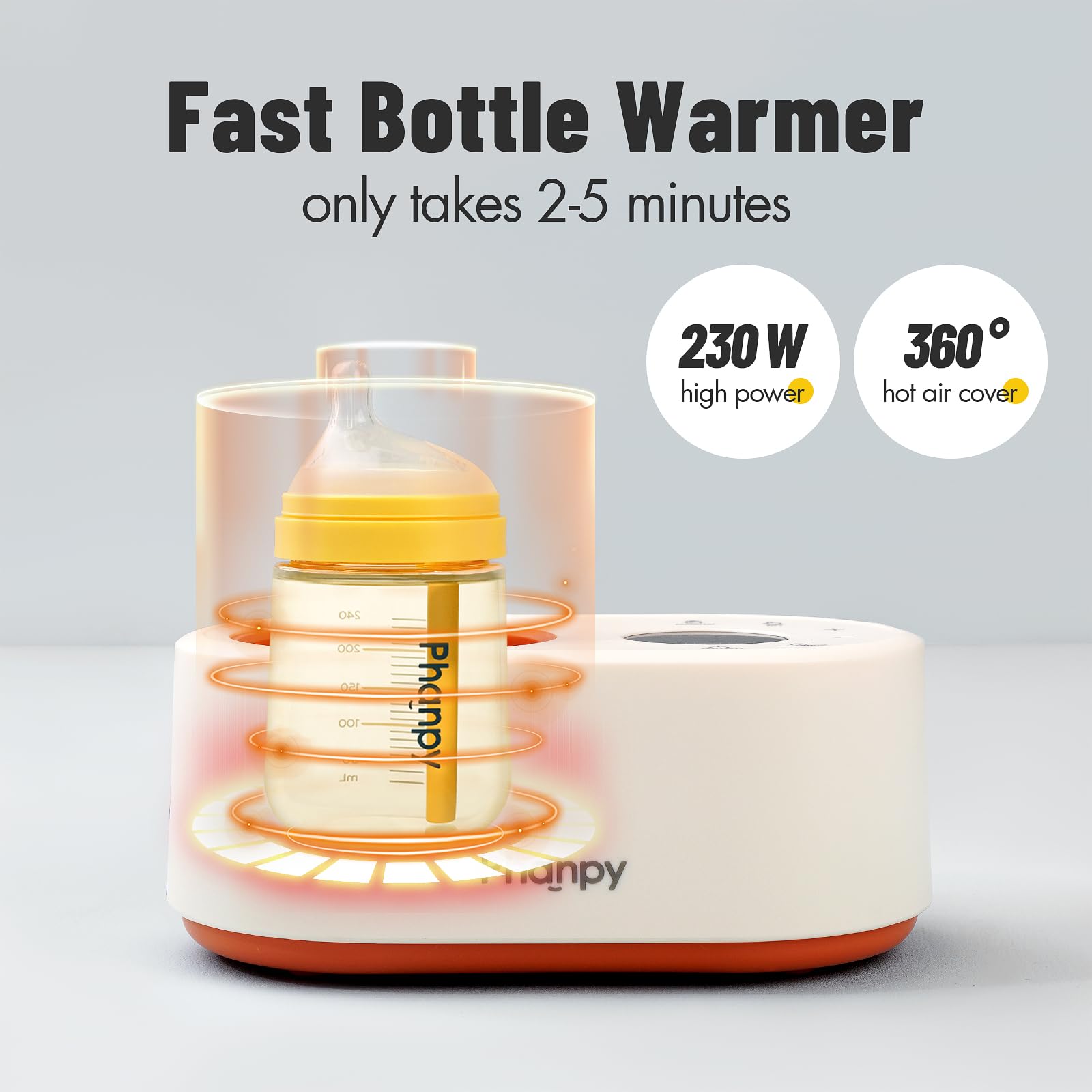 Phanpy Water-Free Bottle Warmer, 12-in-1 Multifuntion Fast Baby Bottle Warmer for Breastmilk, Bottle Warmer for Travel, Milk Warmer for Baby with Adjustable Temp Memory Function