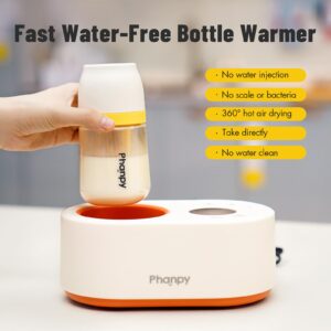 Phanpy Water-Free Bottle Warmer, 12-in-1 Multifuntion Fast Baby Bottle Warmer for Breastmilk, Bottle Warmer for Travel, Milk Warmer for Baby with Adjustable Temp Memory Function