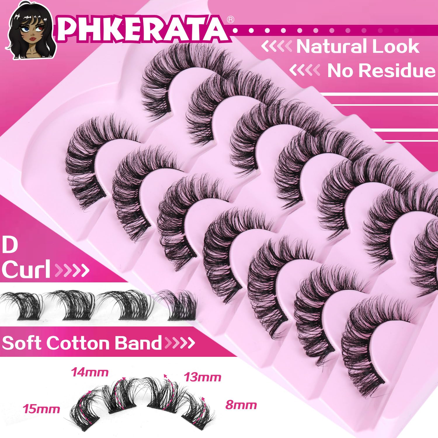 DIY Lash Extension Kit, Natural Lash Clusters 8-16MM Eyelash Extension Kit with Strong Hold Lash Bond and Seal & Eyelashes Applicator Tool, Individual D Curl Cat Eye Lashes Cluster by PHKERATA