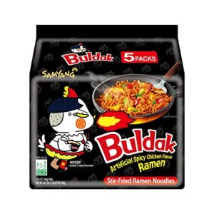 samyang buldak hot spicy chicken ramen noodle korean stir-fried ramen, original flavor, pack of 5