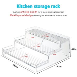 Spice Rack Organizer for Cabinet,3 Tiered Shelf organizer and Acrylic Spice Storage,Clear Pantry shelves and Jar Organizers For Seasoning Great for Kitchen Cabinet and Cupboard,Pantry,Pack of 1