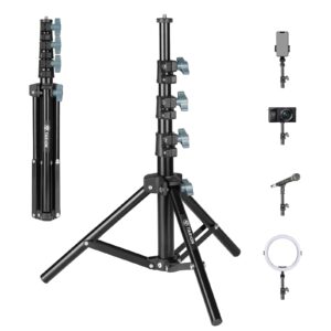 TARION Light Stand for Phone Cameras - 51" Photography Lighting Tripod Stand Mobile Phone Stand Stick Lightweight Foldable Travel Tripod Stand for Recording Vlogging Videography Filming TLS-01