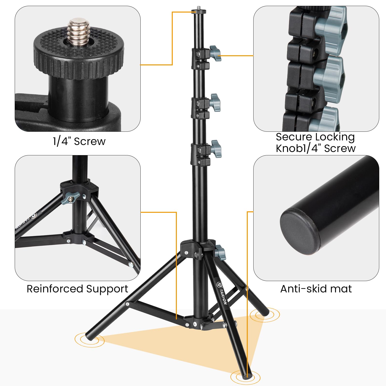 TARION Light Stand for Phone Cameras - 51" Photography Lighting Tripod Stand Mobile Phone Stand Stick Lightweight Foldable Travel Tripod Stand for Recording Vlogging Videography Filming TLS-01