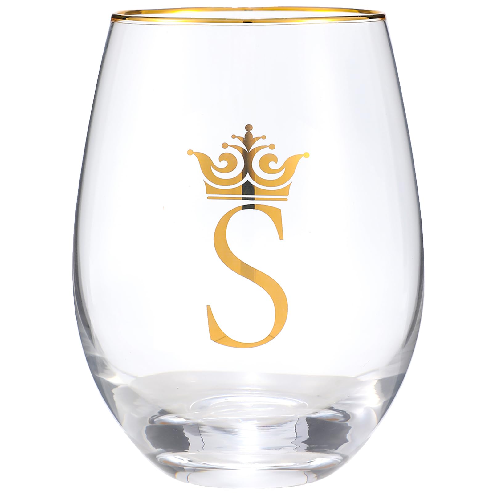 COFOZA Personalized Initial Gifts Letter S 15 Ounce Wine Glass Tumbler Wedding Bridesmaid Birthday Graduation Gift for Men Women Monogrammed Gift Cup (S)