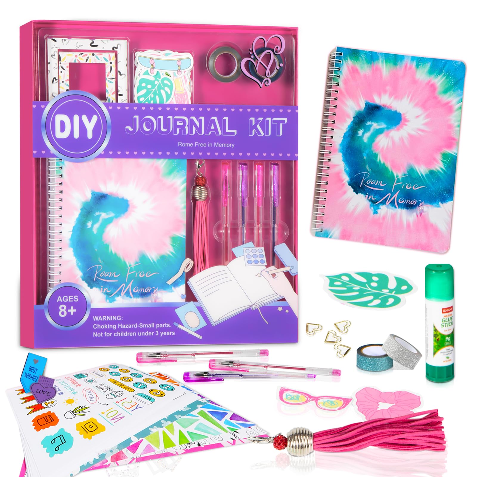 BONWORL DIY Journal Kit, Birthday Idea Gifts for Girls Ages of 8 9 10 11 12 13 Years Old and Up, Fashion Toys for Girls, 8-13 Year Old Girl Art & Crafts Gifts, Scrapbook and Journal Set