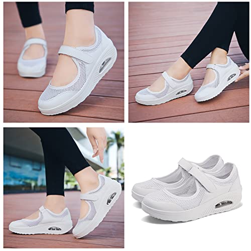 Unybwonn Nurse Shoes Flexible Shoes Walking Shoes Casual Working Shoes Breathable Vamp Top Protection Shoes White 9