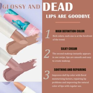 2 Colors Nude Matte Lipstick,Summer Nudes Velvety Paper Tube Lip Gloss Makeup Set,24 Hour Superstay Long Lasting Waterproof Non-Stick Cup Not Fade,Nude Lipstick Set for Women