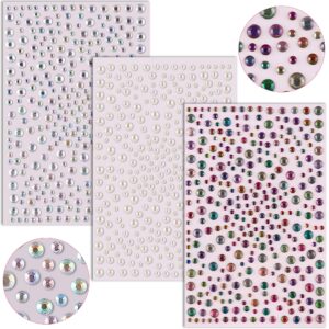 ygqqoy face gems,facial rhinestones stickers, hair pearls stickers, eye jewels, festival jewels pearls gems stickers for face eye makeup hair body sticker on proms concert,1050pcs